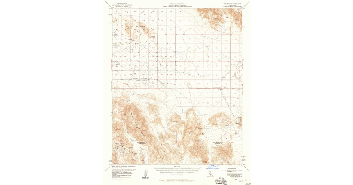 1956 Map of Valley Mountain, San Bernardino County, CA — High-Res ...