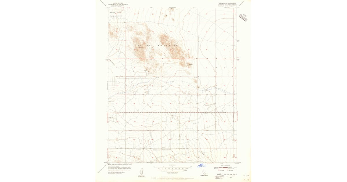 1954 Map of Valley Mtn, San Bernardino County, CA — High-Res | Pastmaps