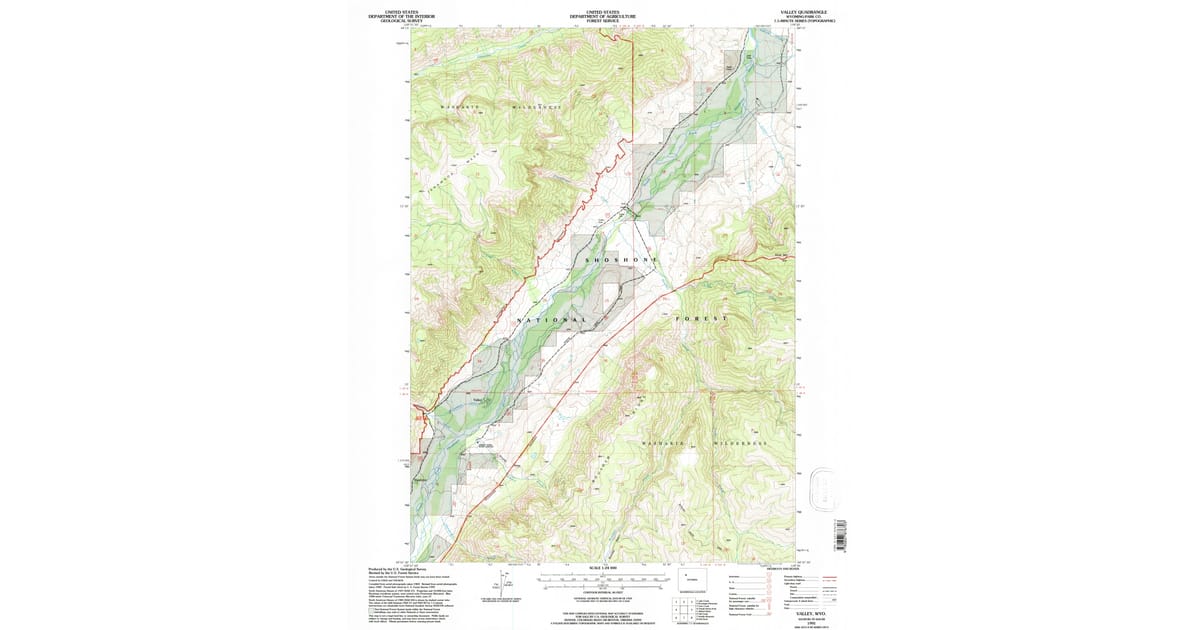 1991 Map of Valley, Park County, WY — High-Res | Pastmaps