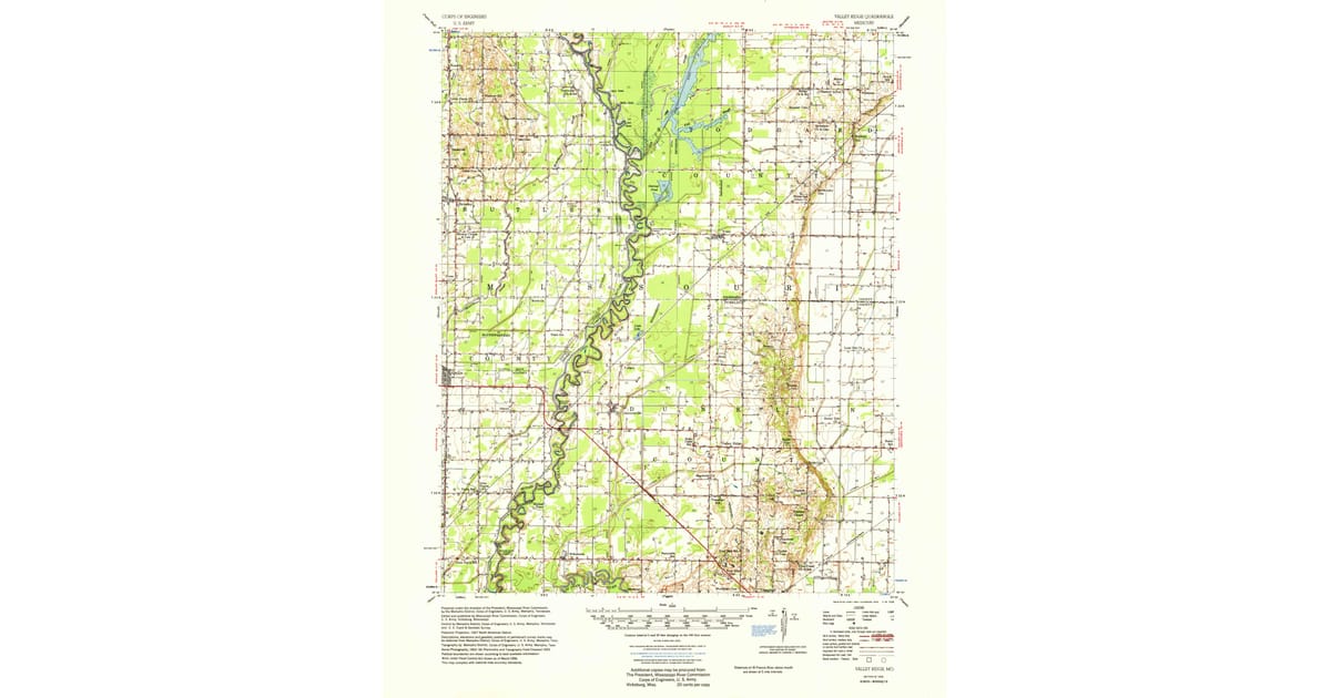 1956 Map of Valley Ridge, Dunklin County, MO — High-Res | Pastmaps