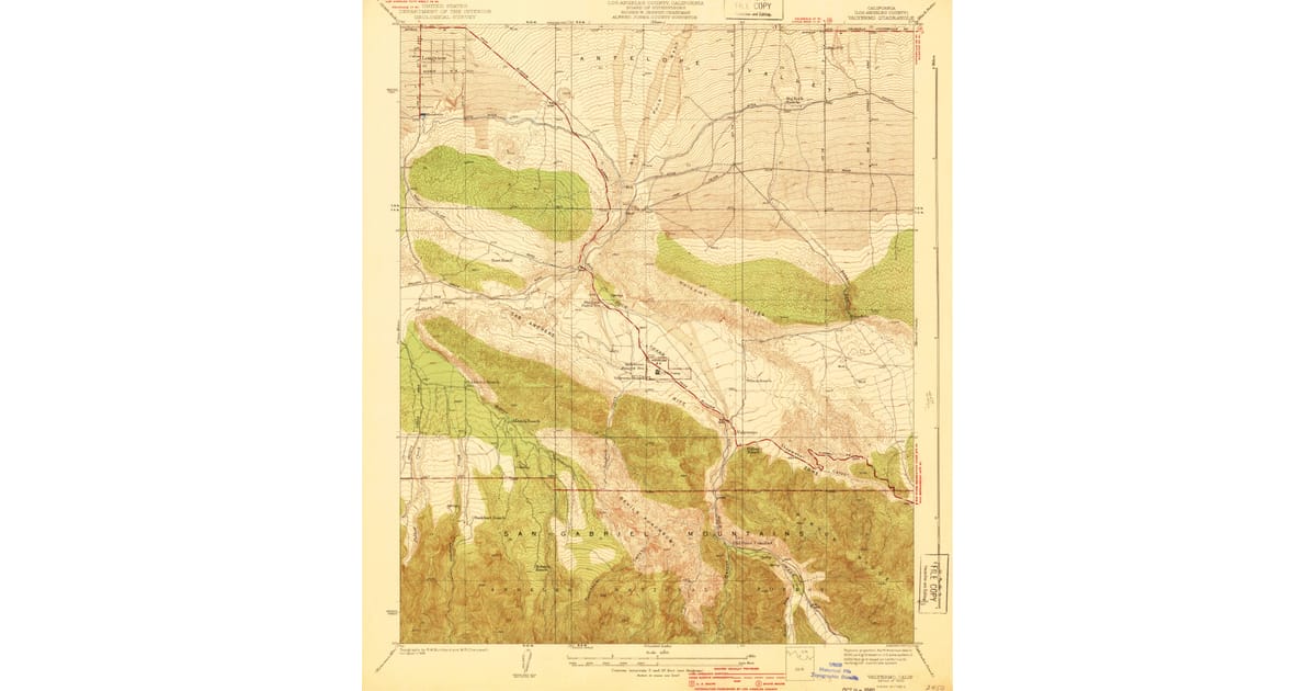 1940 Map of Valyermo, Los Angeles County, CA — High-Res | Pastmaps