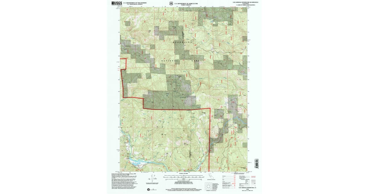 1996 Map of Van Arsdale Reservoir, Mendocino County, CA — High-Res ...