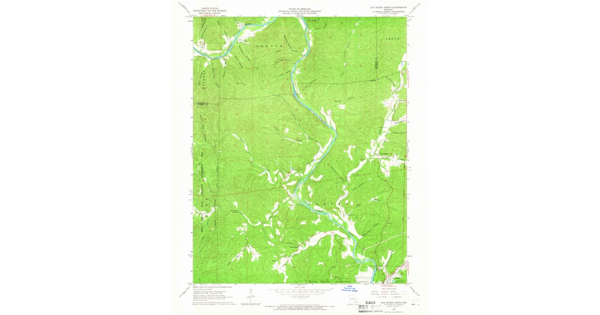 1965 Map of Van Buren North, Carter County, MO — High-Res | Pastmaps