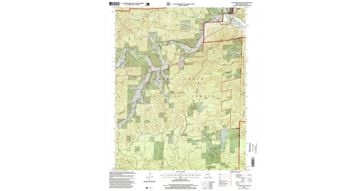 1997 Map of Van Buren South, Carter County, MO — High-Res | Pastmaps