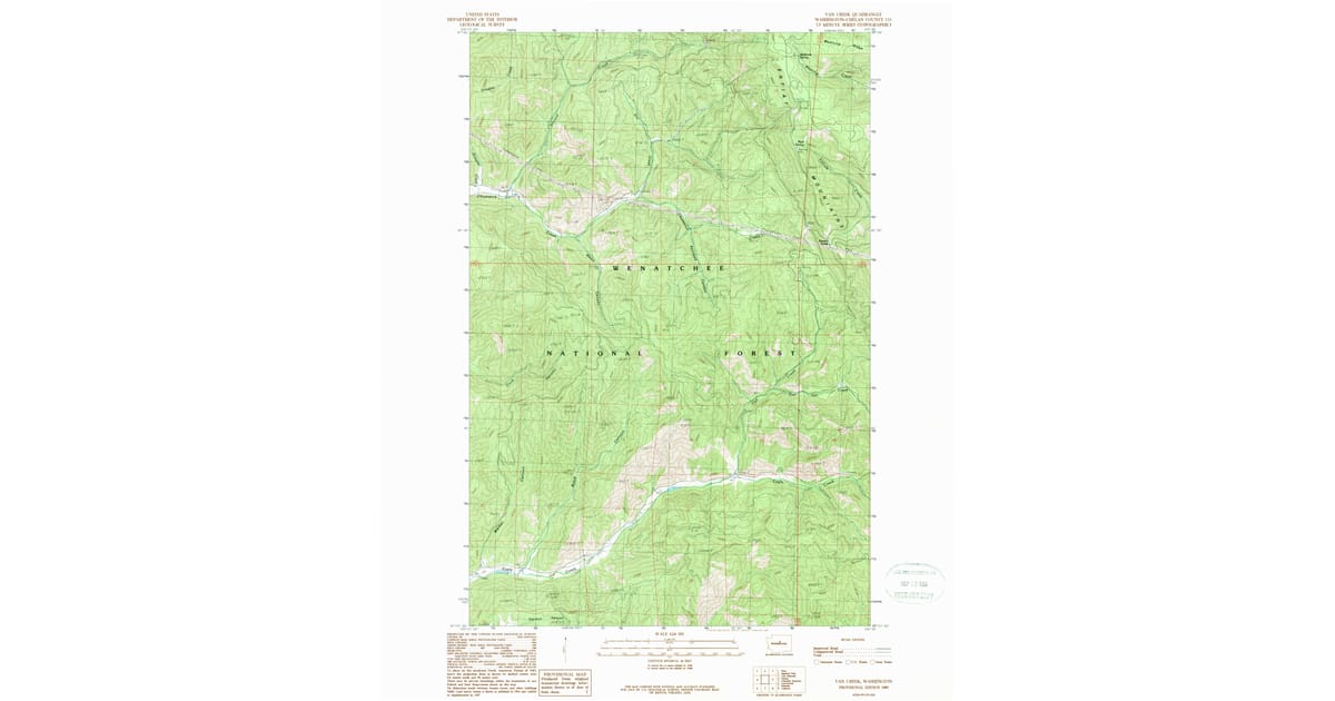1989 Map of Van Creek, Chelan County, WA — High-Res | Pastmaps