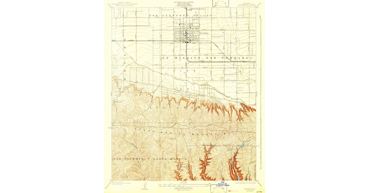 1926 Map of Van Nuys, Los Angeles County, CA — High-Res, 1932 Print #2 ...