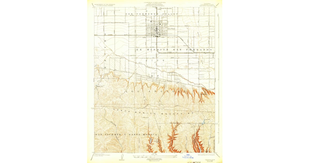 1926 Map of Van Nuys, Los Angeles County, CA — High-Res, 1932 Print #3 ...