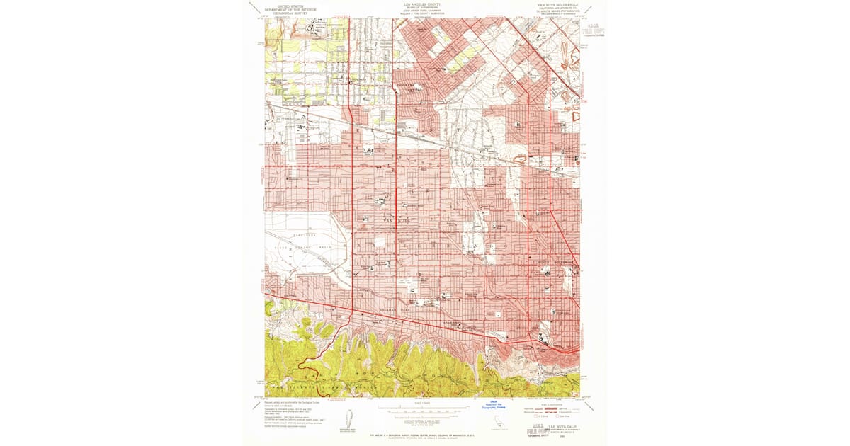 1953 Map of Van Nuys, Los Angeles County, CA — High-Res | Pastmaps