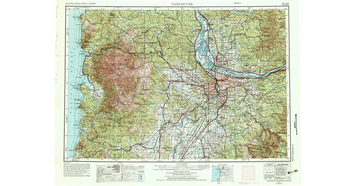 1958 Map of Vancouver, Washington — High-Res, 1976 Print #2 | Pastmaps