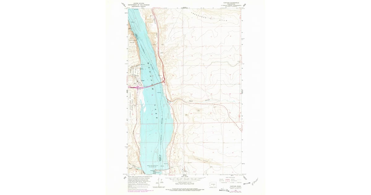 1965 Map of Vantage, WA — High-Res, 1978 Print #2 | Pastmaps