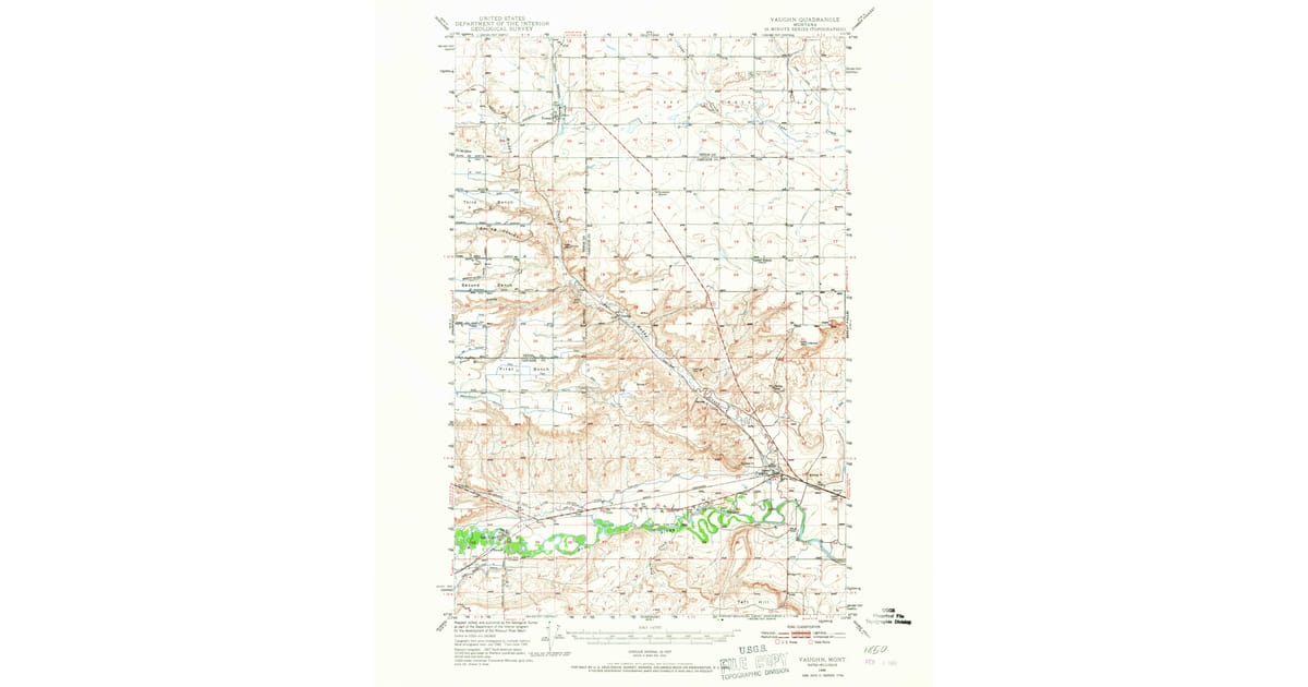 1949 Map of Vaughn, MT — High-Res | Pastmaps