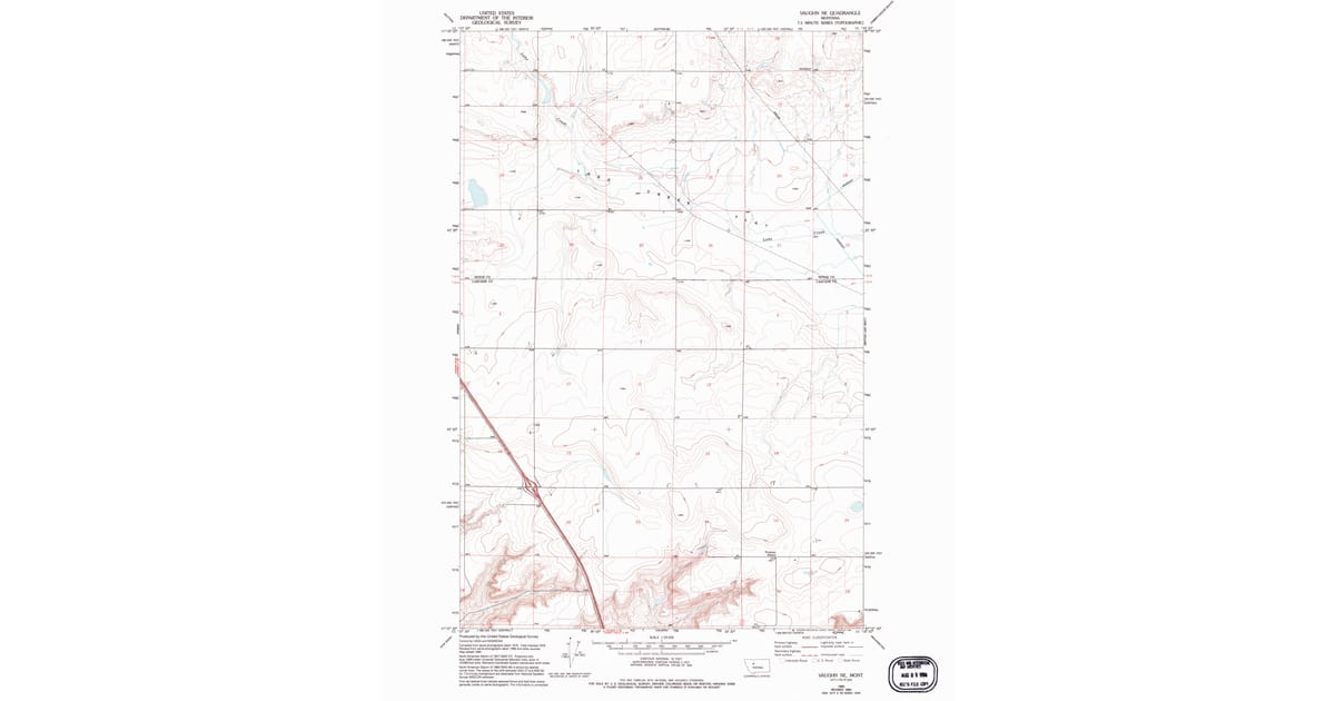 1983 Map of Vaughn NE, Cascade County, MT — High-Res, 1994 Print | Pastmaps