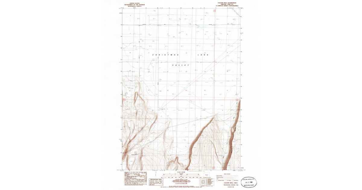 1986 Map of Vaughn Well, Lake County, OR — High-Res | Pastmaps