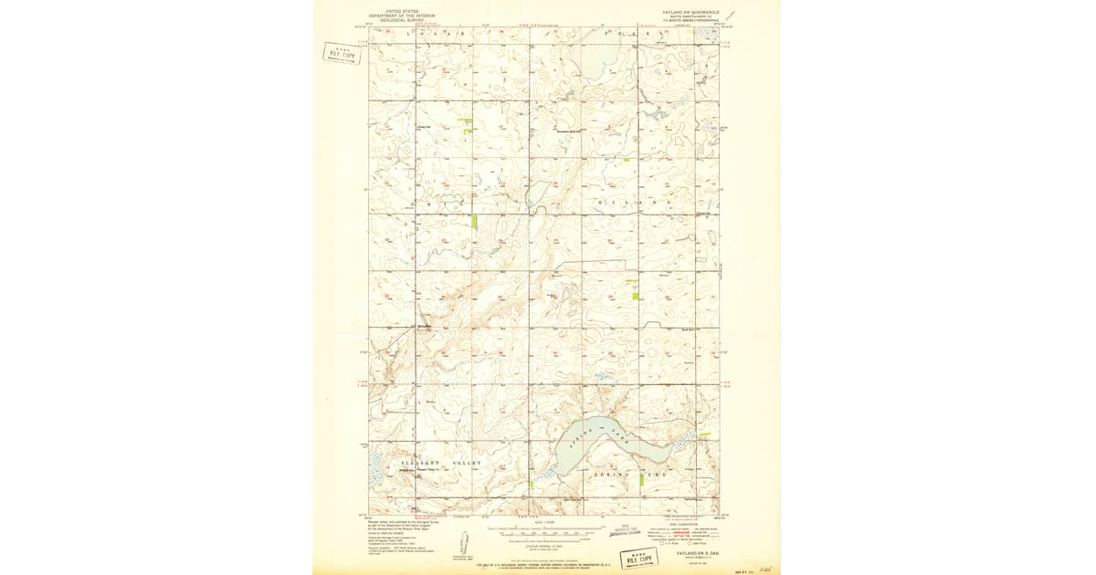 1951 Map of Vayland SW, Hand County, SD — High-Res | Pastmaps