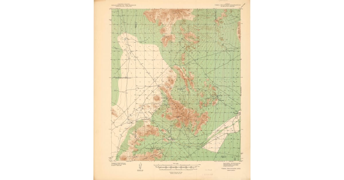 1941 Map of Vekol Mountains, Pinal County, AZ — High-Res | Pastmaps