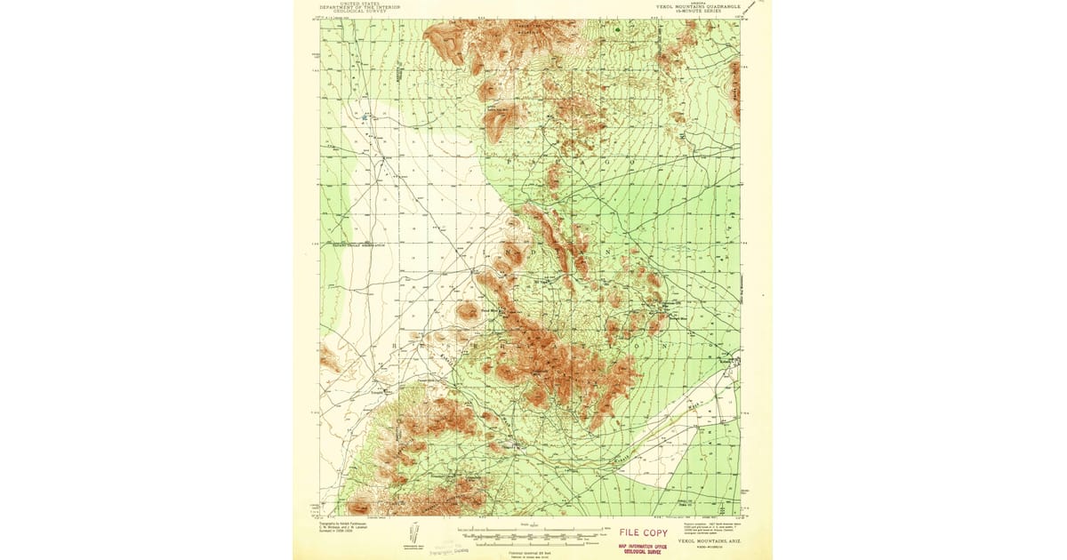 1942 Map of Vekol Mountains, Pinal County, AZ — High-Res | Pastmaps