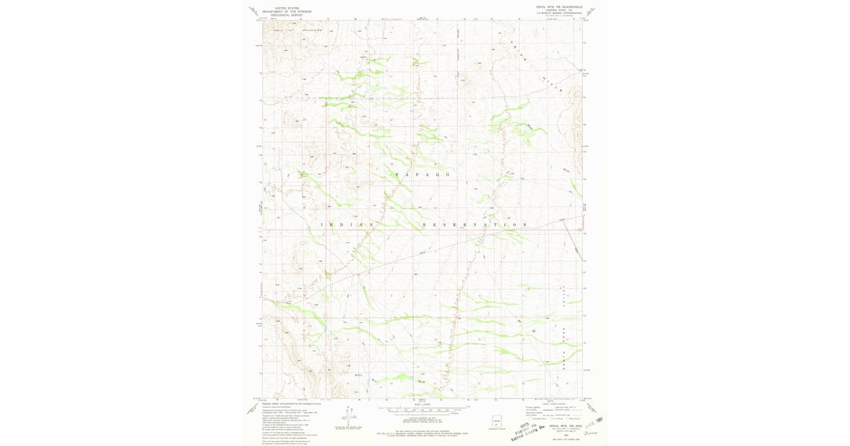 1981 Map of Vekol Mts. NE, Pinal County, AZ — High-Res | Pastmaps