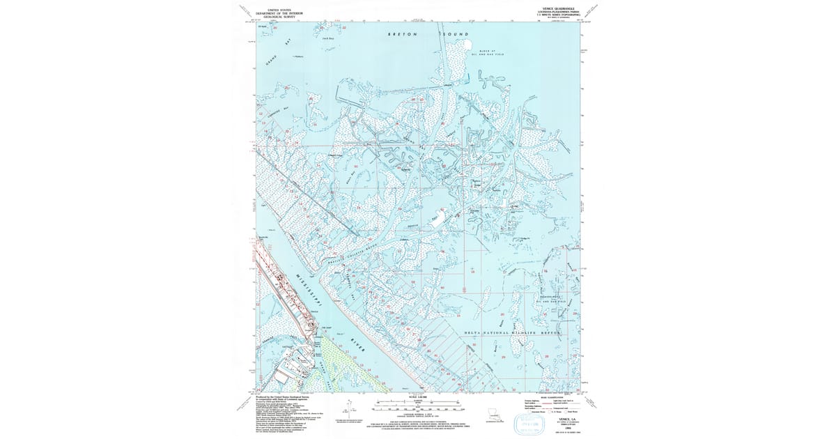 1993 Map of Venice, LA — High-Res | Pastmaps