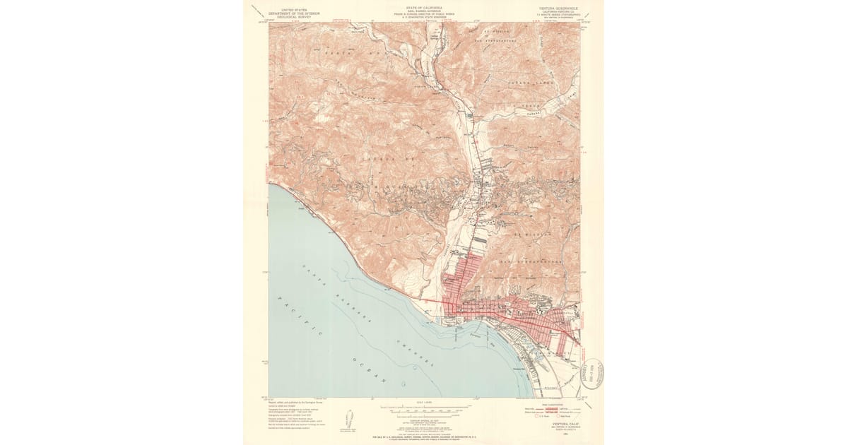 1951 Map of Ventura, Ventura County, CA — High-Res | Pastmaps