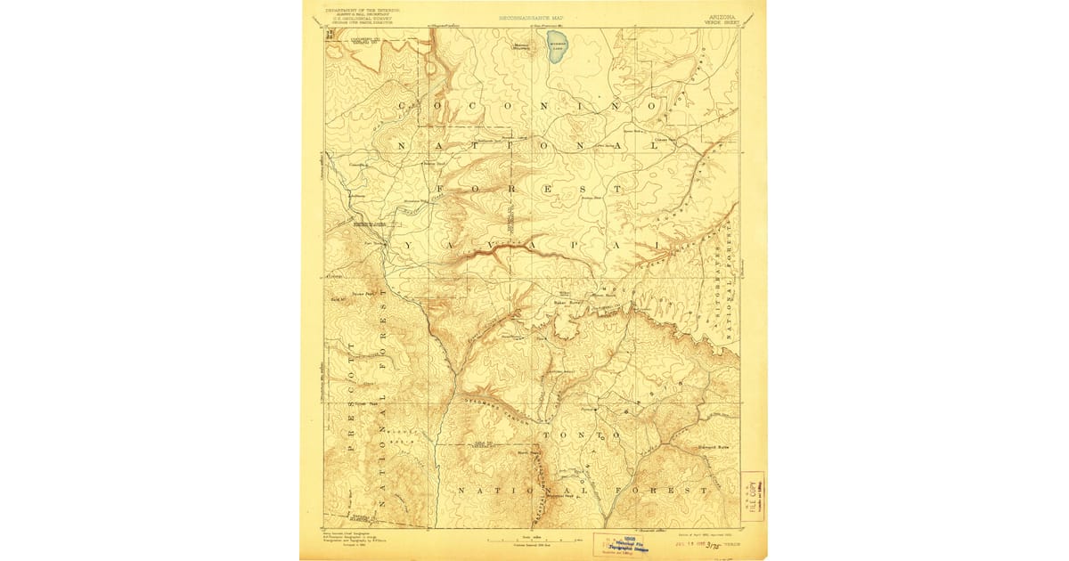 1892 Map of Verde, Coconino County, AZ — High-Res, 1922 Print | Pastmaps