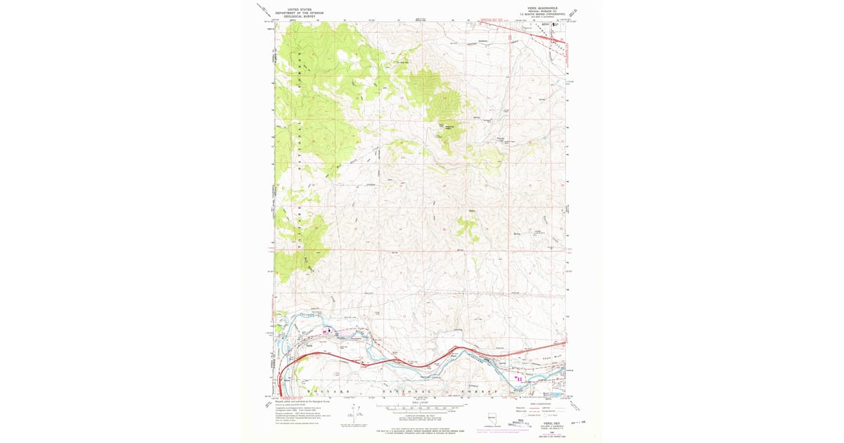 1967 Map of Verdi, NV — High-Res, 1976 Print | Pastmaps