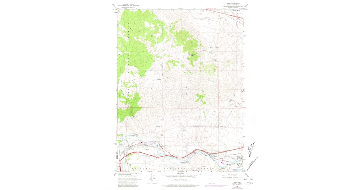 1967 Map of Verdi, NV — High-Res, 1981 Print | Pastmaps