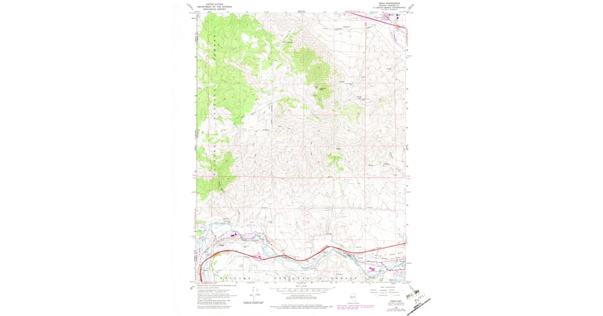 1967 Map of Verdi, NV — High-Res, 1982 Print | Pastmaps