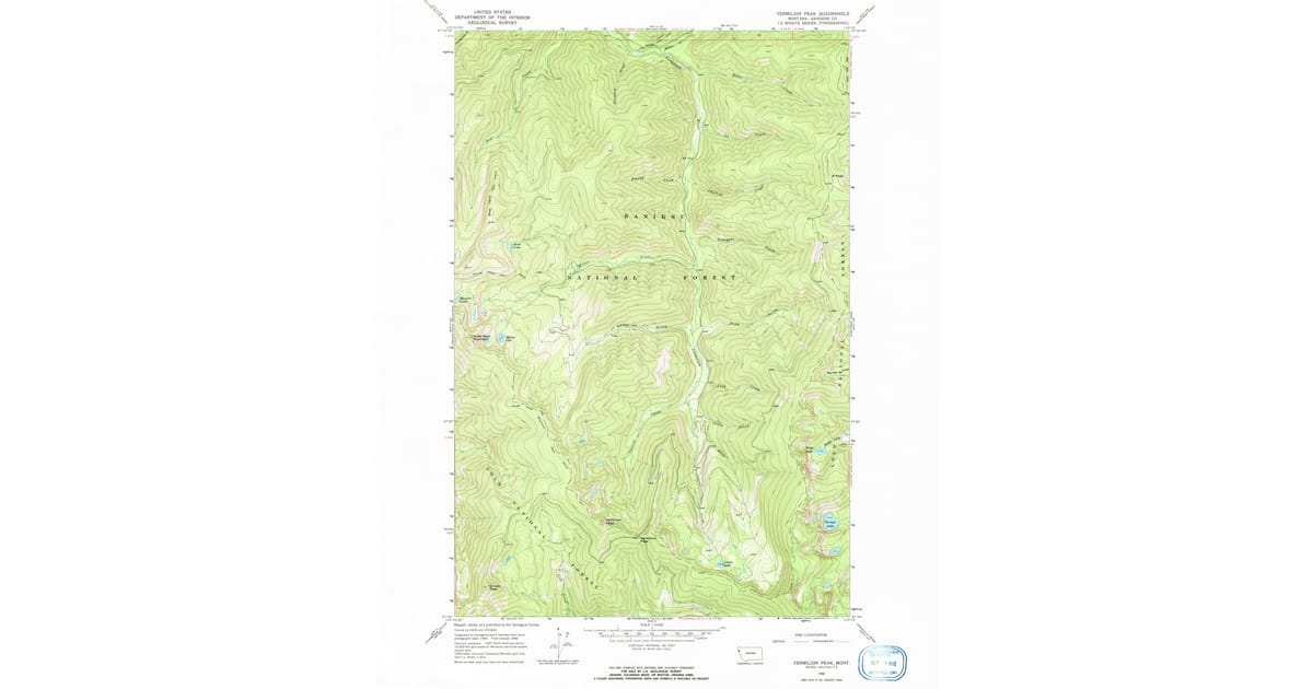 1966 Map of Vermilion Peak, Sanders County, MT — High-Res | Pastmaps