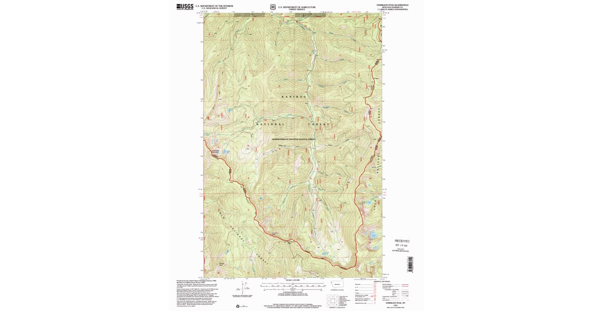 1997 Map of Vermilion Peak, Sanders County, MT — High-Res | Pastmaps