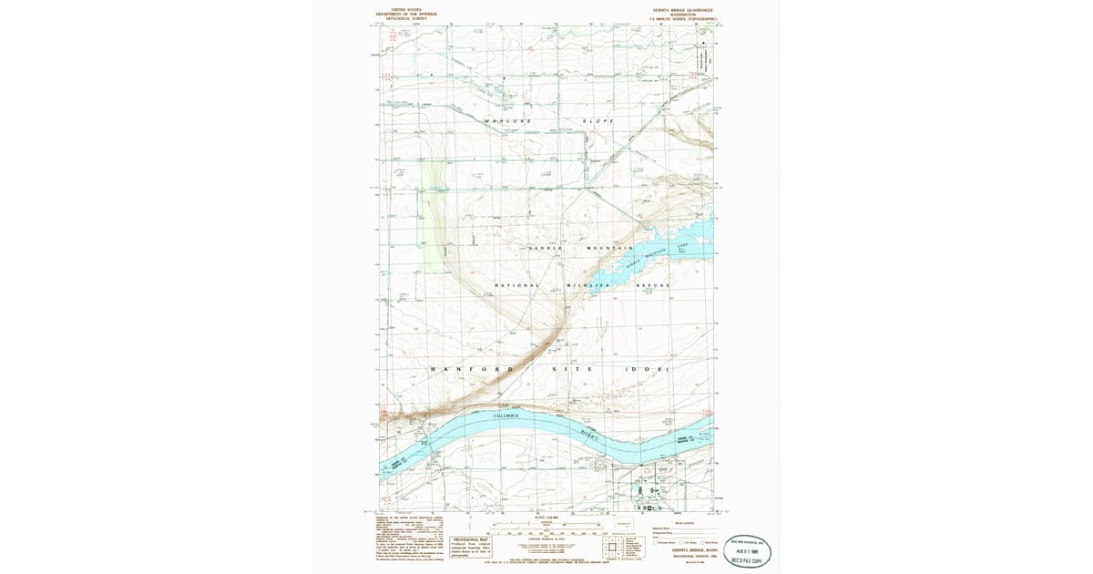 1986 Map of Vernita Bridge, Grant County, WA — High-Res | Pastmaps