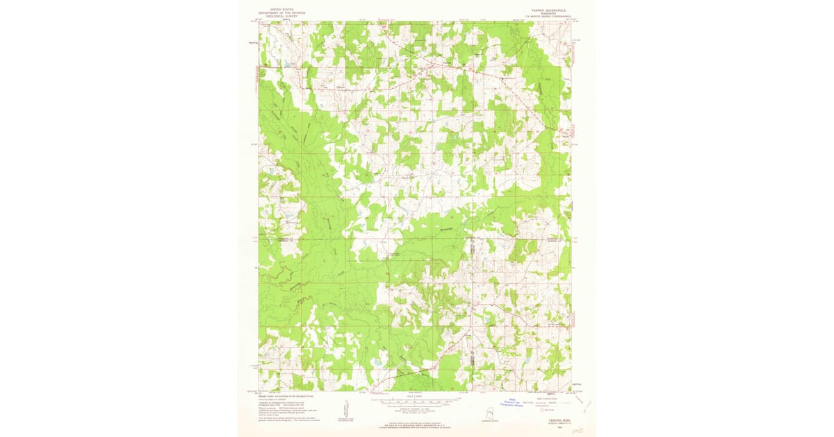 1962 Map of Vernon, Winston County, MS — High-Res | Pastmaps