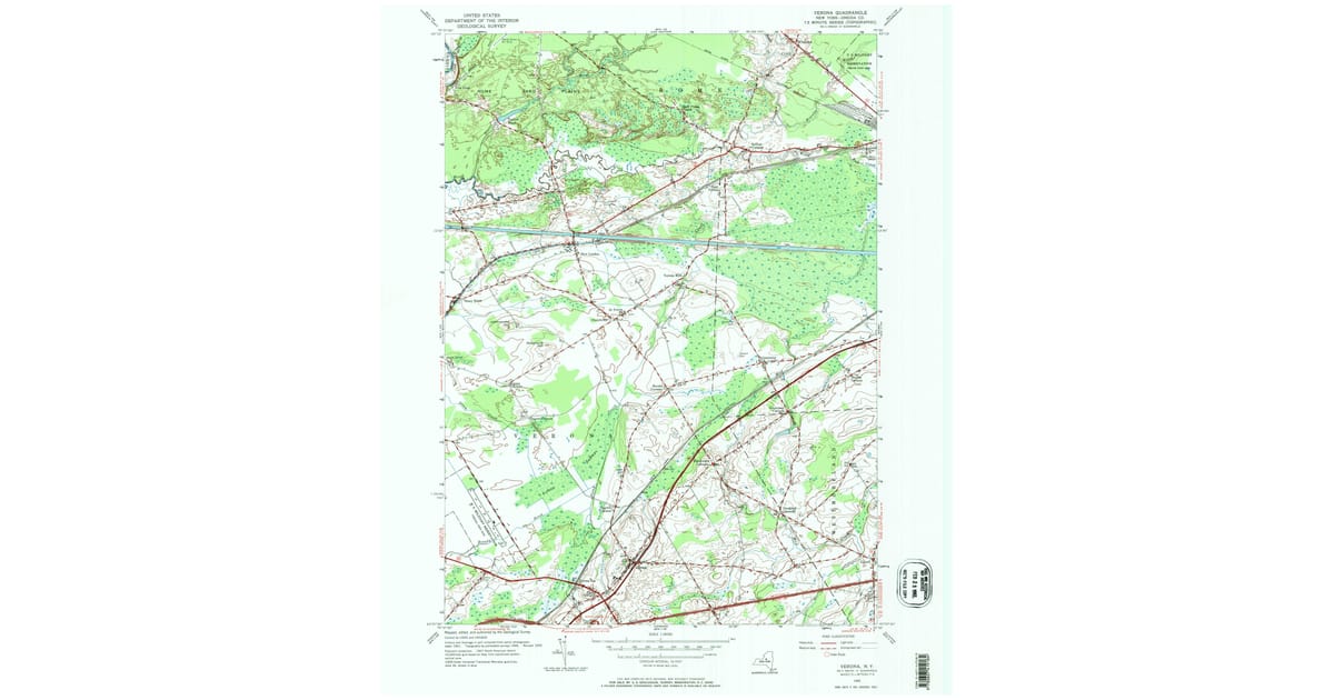 1955 Map of Verona, Oneida County, NY — High-Res, 1967 Print | Pastmaps