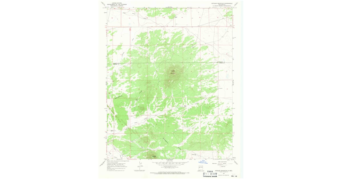 1967 Map of Veteado Mountain, Catron County, NM — High-Res | Pastmaps