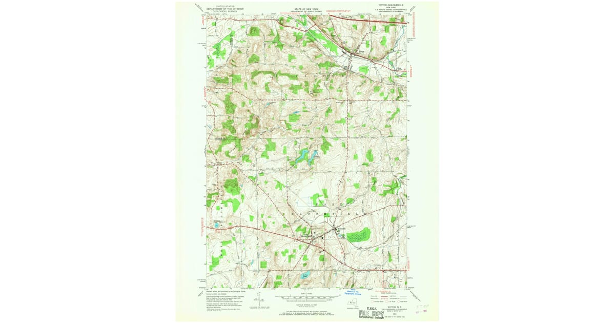 1951 Map of Victor, Ontario County, NY — High-Res, 1968 Print | Pastmaps