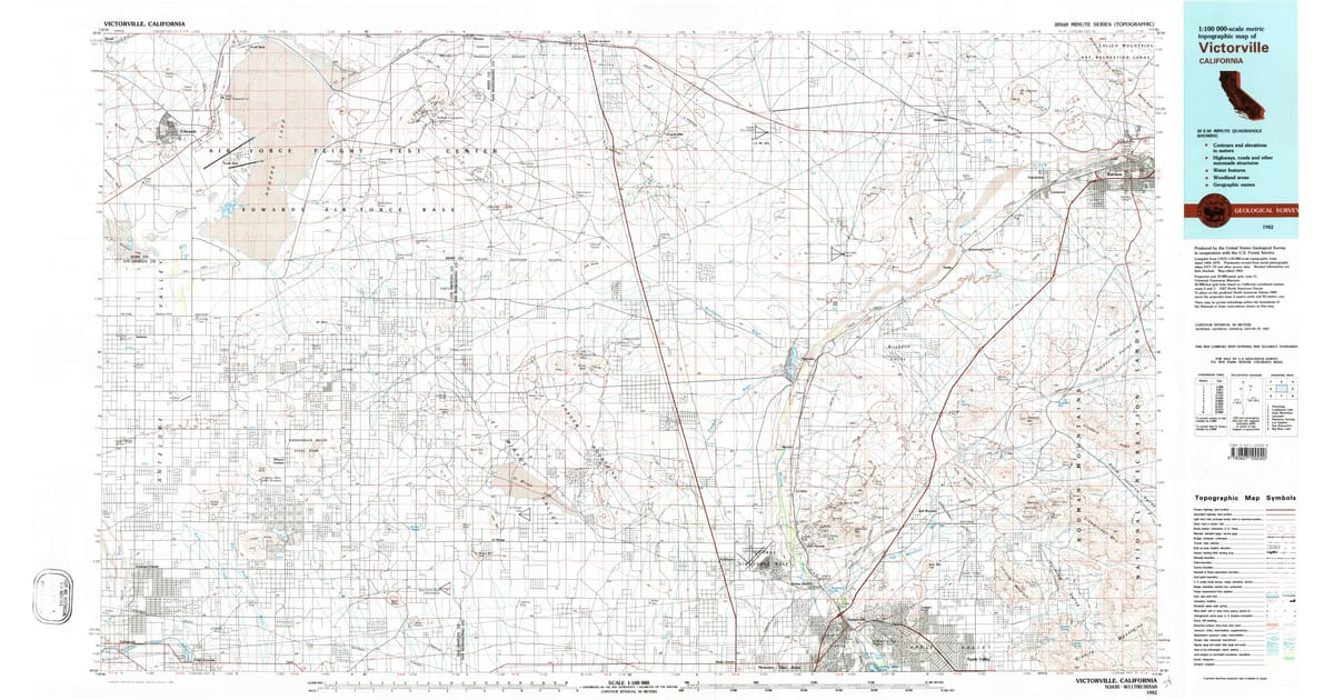 1982 Map of Victorville, CA — High-Res, 1982 Print #2 | Pastmaps