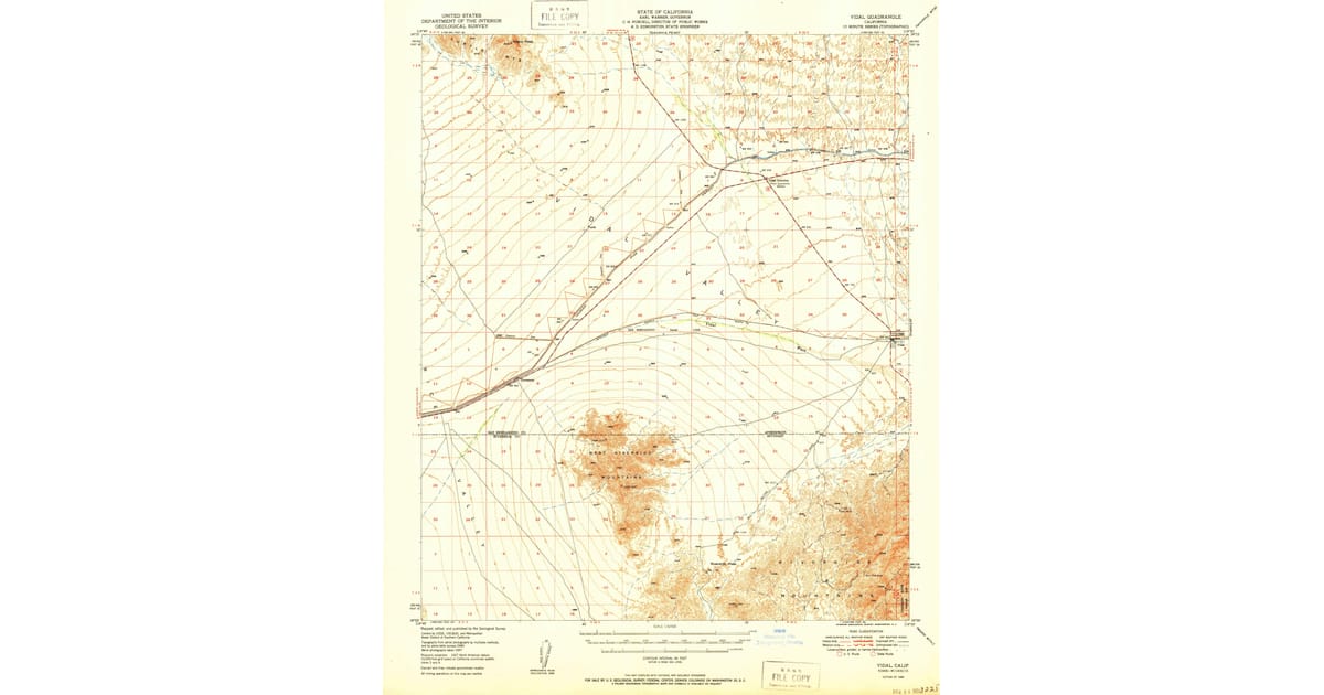 1950 Map of Vidal, San Bernardino County, CA — High-Res | Pastmaps