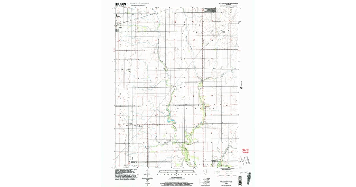 1998 Map of Villa Grove NW, Champaign County, IL — High-Res | Pastmaps