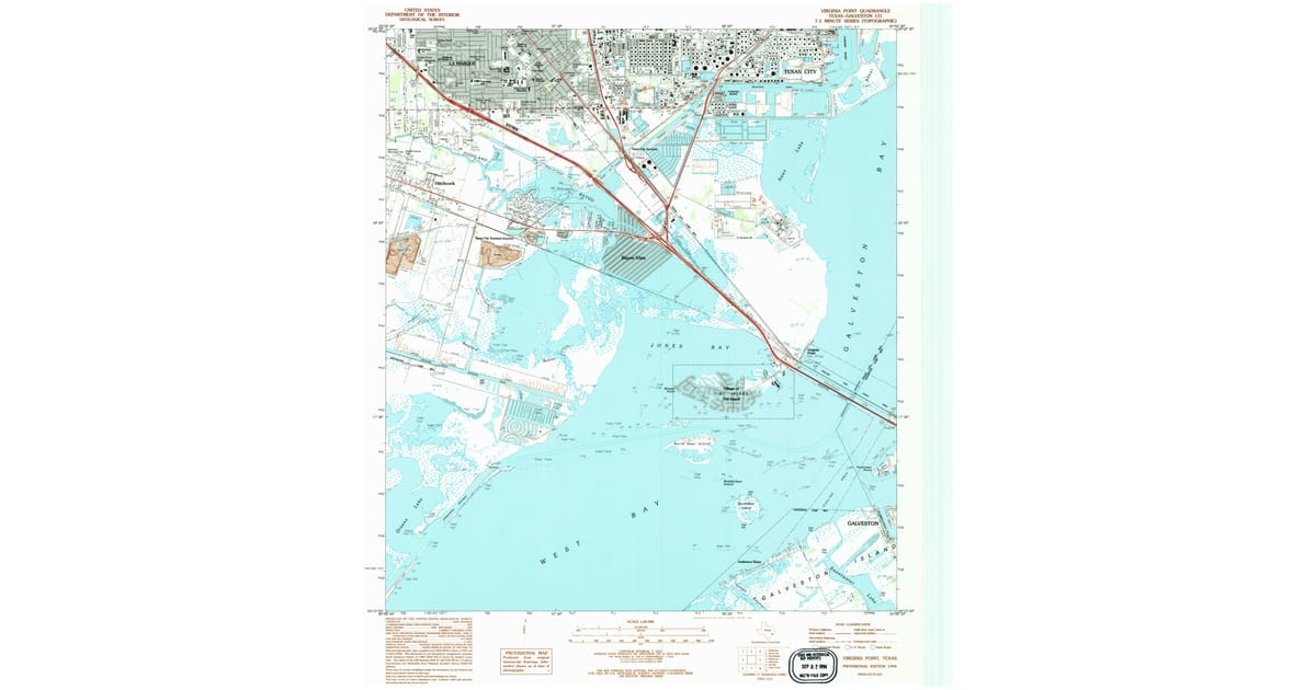 1994 Map of Virginia Point, Galveston County, TX — High-Res | Pastmaps