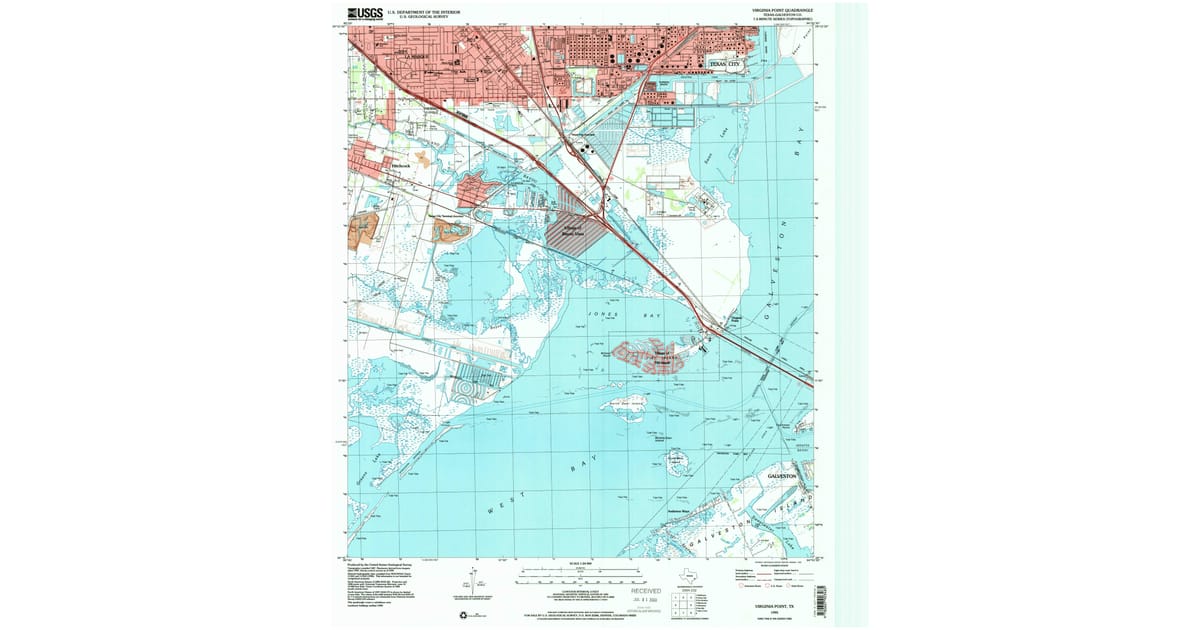 1995 Map of Virginia Point, Galveston County, TX — High-Res | Pastmaps