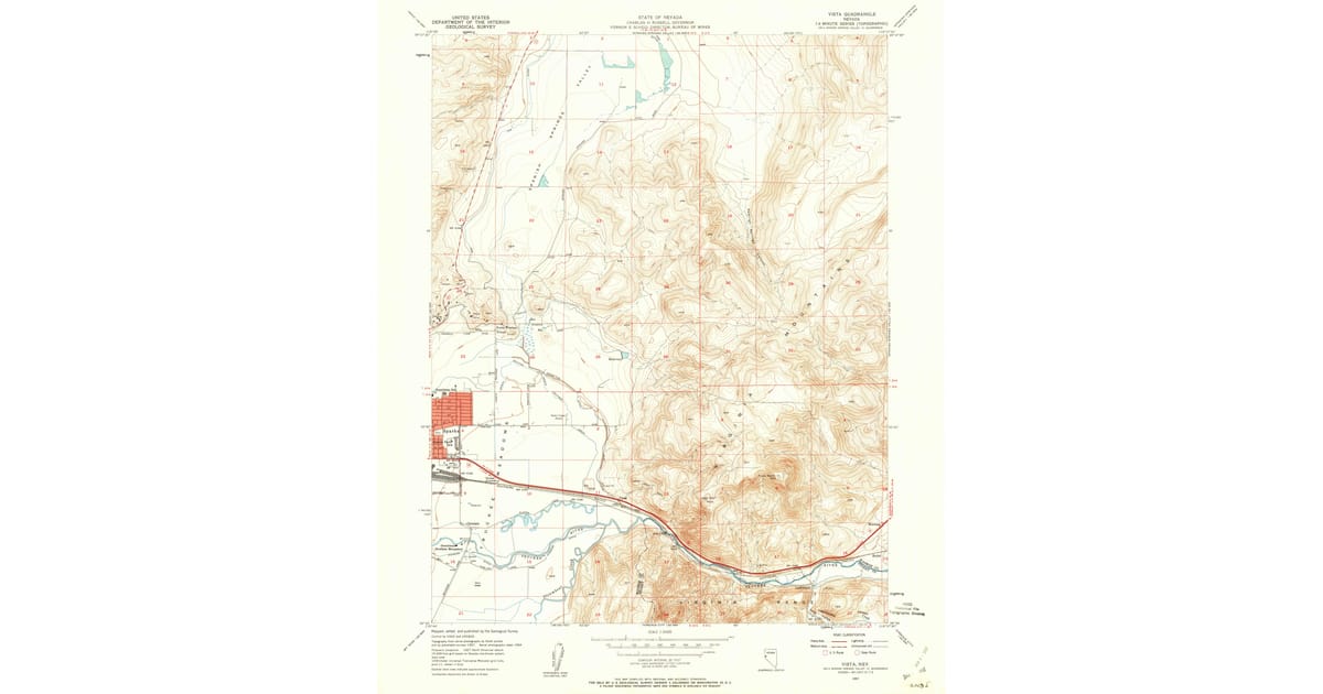 1957 Map of Vista, Washoe County, NV — High-Res, 1959 Print #2 | Pastmaps