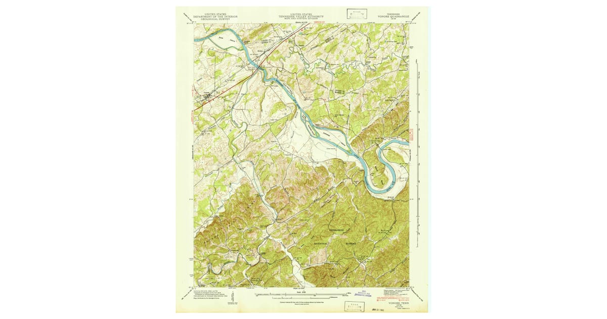 1942 Map of Vonore, TN — High-Res | Pastmaps
