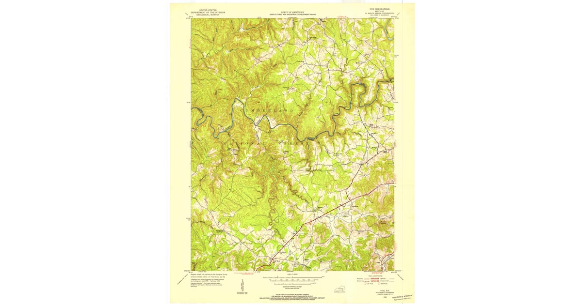 1952 Map of Vox, Whitley County, KY — High-Res | Pastmaps