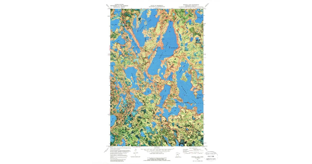 1970 Map of Wabana Lake, Itasca County, MN — High-Res, 1989 Print ...