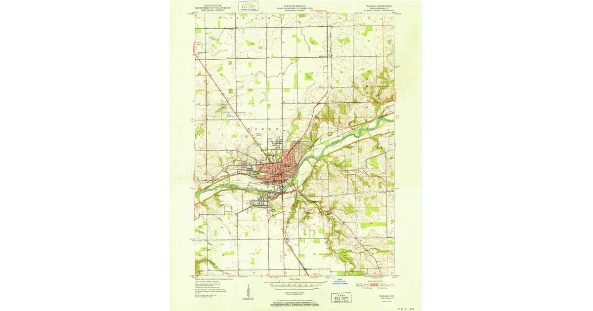 1952 Map of Wabash, IN — High-Res, 1952 Print #2 | Pastmaps