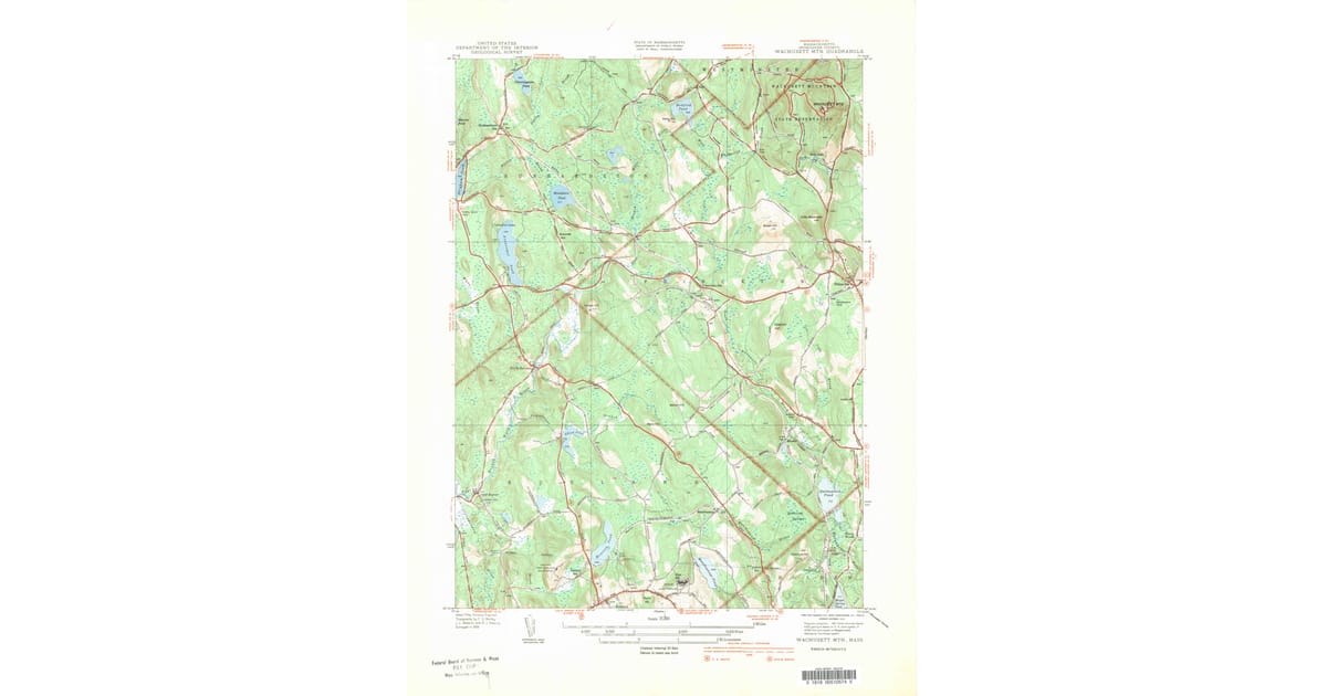1942 Map of Wachusett Mtn. , Worcester County, MA — High-Res | Pastmaps