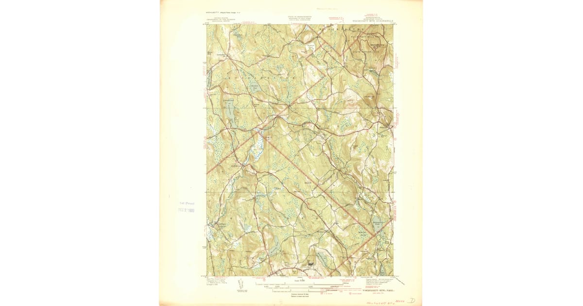 1939 Map of Wachusett Mtn, Worcester County, MA — High-Res | Pastmaps