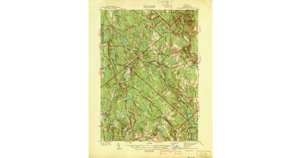 1940 Map of Wachusett Mtn, Worcester County, MA — High-Res | Pastmaps