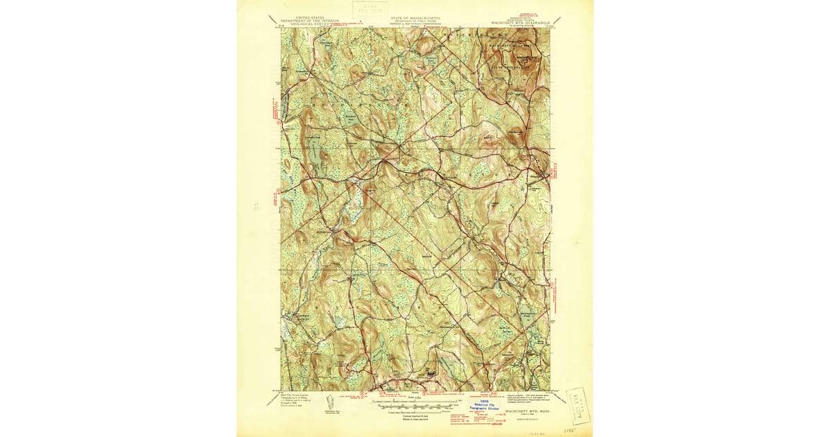 1946 Map of Wachusett Mtn, Worcester County, MA — High-Res | Pastmaps
