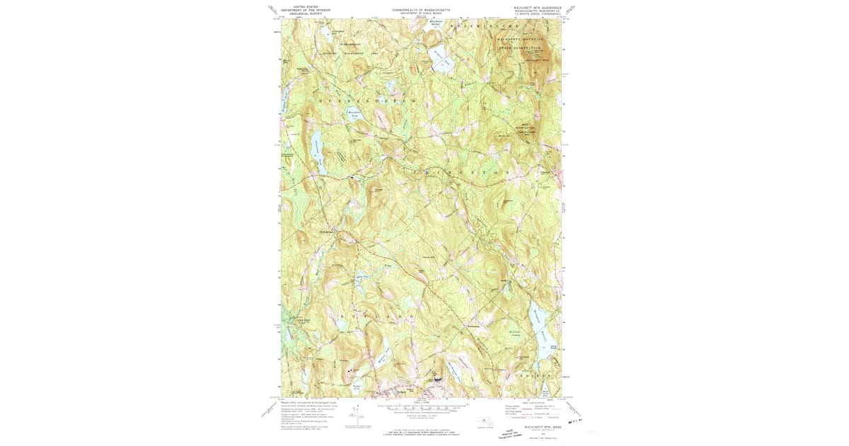 1972 Map of Wachusett Mtn, Worcester County, MA — High-Res | Pastmaps