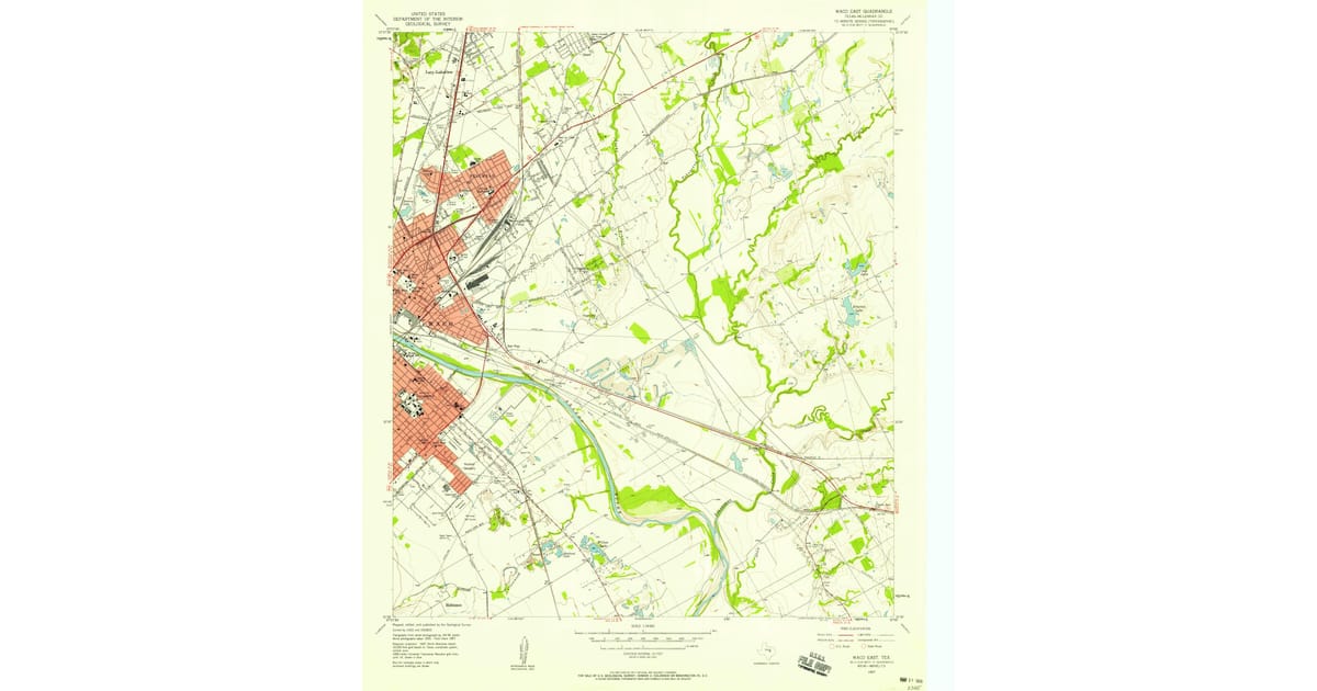 1957 Map of Waco East, McLennan County, TX — High-Res | Pastmaps